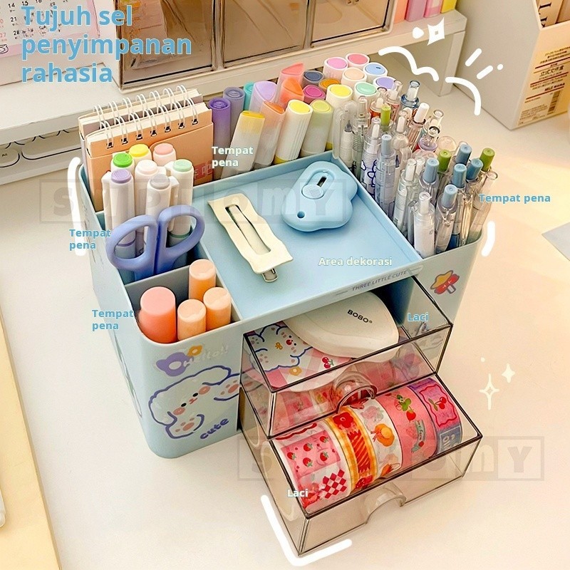 Jual Kotak Pensil Meja Laci Mini Kotak Alat Tulis Desktop Organizer ...
