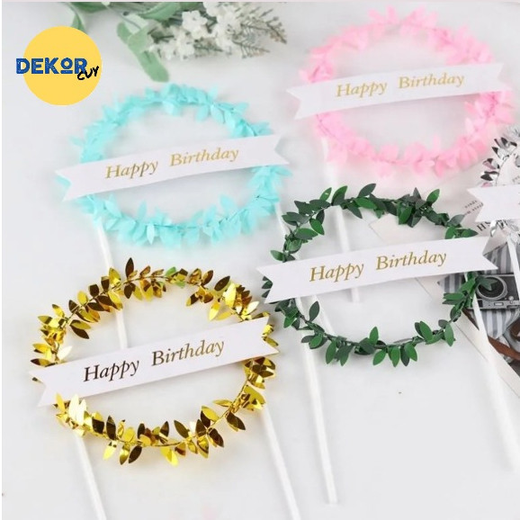 Jual CAKE TOPPER KERTAS BENTUK GARLAND HAPPY BIRTHDAY hiasan kue ulang tahun tusukan cake happy ...