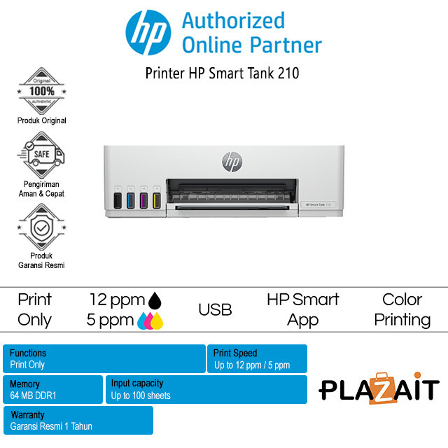 Jual Printer HP Smart Tank 210 Wi Fi – A4 Print Only | Shopee Indonesia