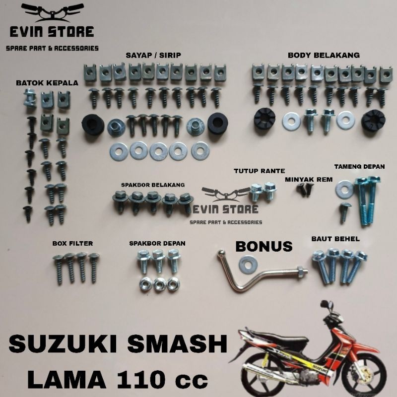 Jual Baut Fullset Suzuki Smash 110cc/ baut body set Suzuki Smash Lama | Shopee Indonesia