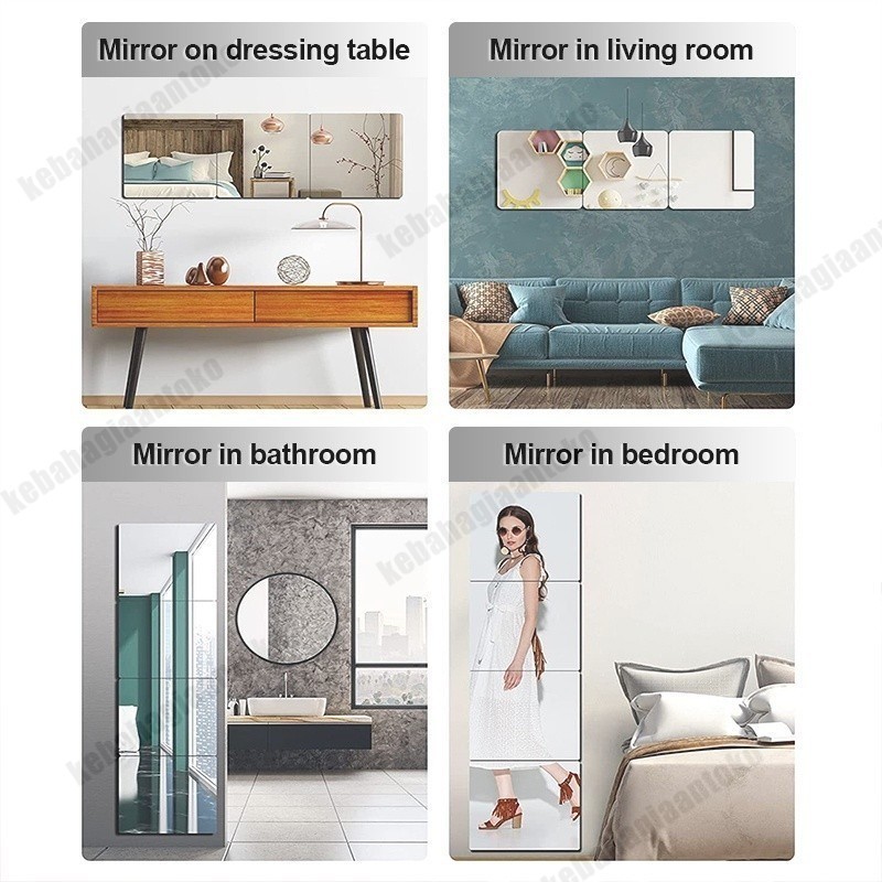 Jual (COD) 60*100CM 50X200CM Mirror Stiker Dinding /Sticker Tempel ...