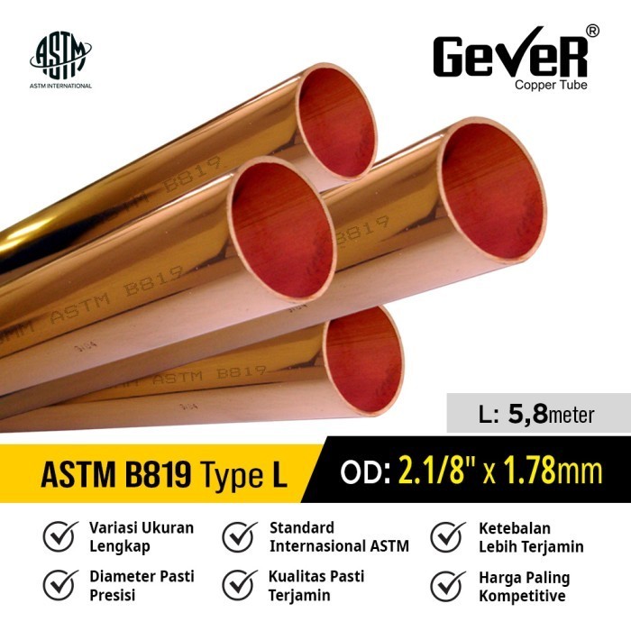 Jual Pipa Tembaga Batang 2.1/8 Inch x 1.78mm ASTM B819 / STRAIGHT ...