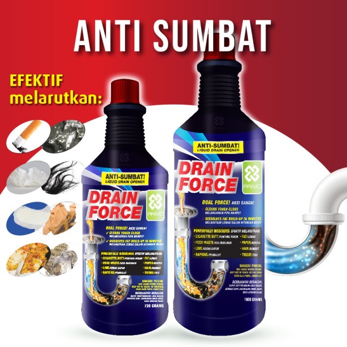 Jual Anti Sumbat PRIMO DRAIN FORCE Obat Mampet / WC Mampet/ Drain Force ...