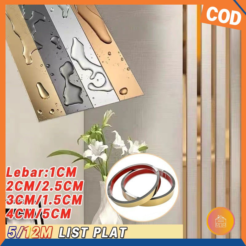 Jual 5M/12M List Plat /LIST PLAT STRIP MIRROR /Stiker Dekorasi Lantai ...