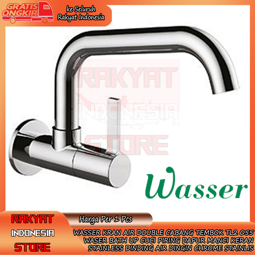 Jual Wasser Kran Air Double Cabang Tembok TL2 055 Waser Bath Up Cuci Piring Sanitary Plumbing ...