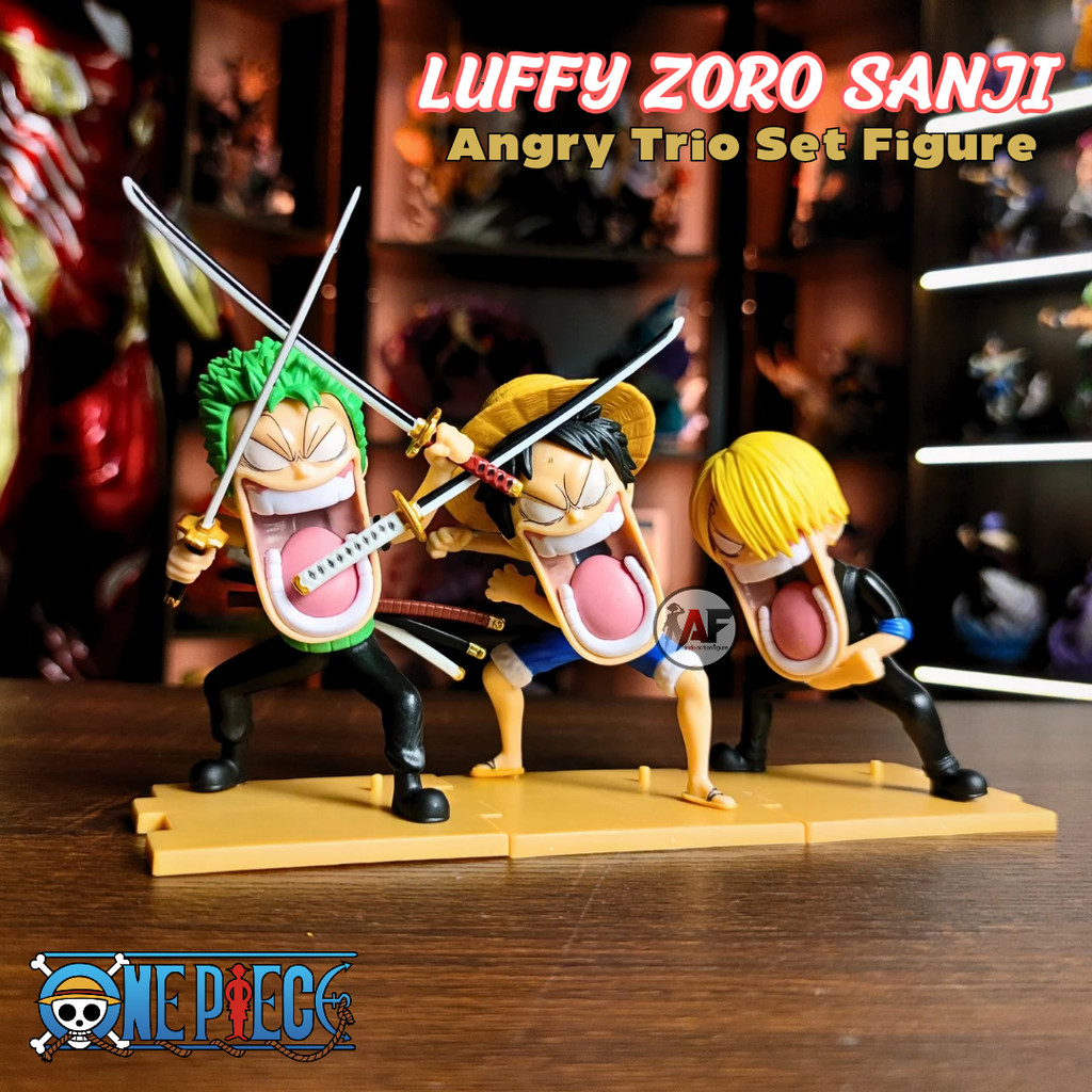 Jual Action Figure One Piece Luffy Zoro Sanji Chibi Trio Set Angry Ver ...