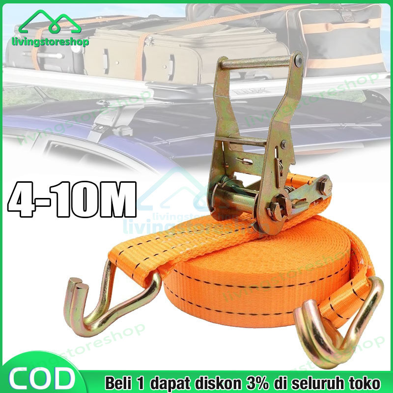 Jual 4-10M Tali Kecepatan Ratchet Tie Down 10 TON /Double Hook Cargo ...