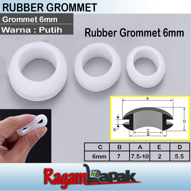 Jual (SNS) Grommet 6 mm selang 6mm / Grommet PUTIH 6mm / Grommet 6mm ...