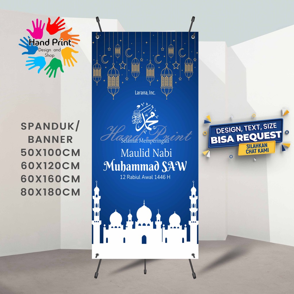Jual Cetak Spanduk Banner Maulid`Nabi Biru Putih MMT Spanduk Custom ...