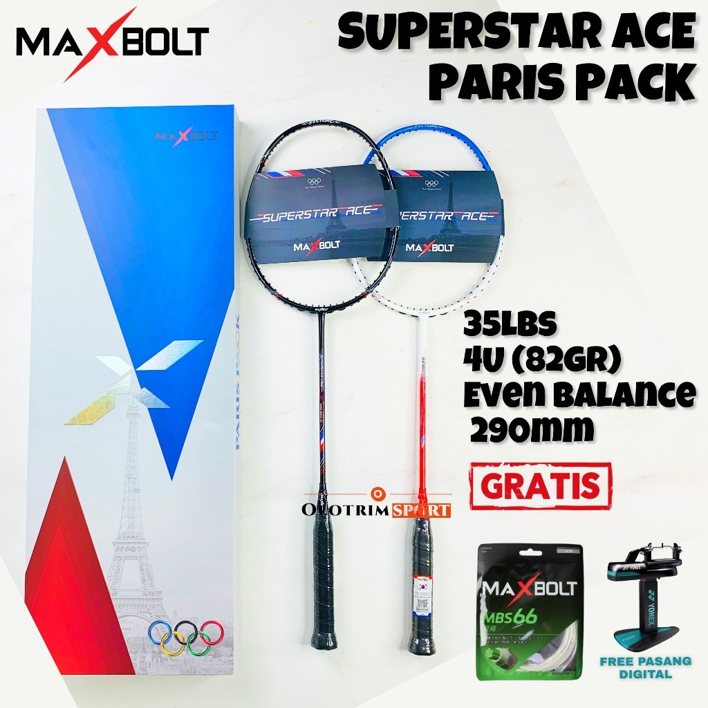 Jual Raket Badminton MAXBOLT SUPERSTAR ACE PARIS PACK 35LBS Special ...