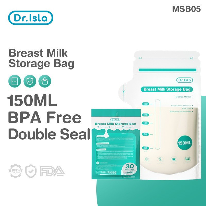 Jual Dr.isla 10PCS Breast Milk Storage Bags Zip Lock 5oz BPA-free Leak ...