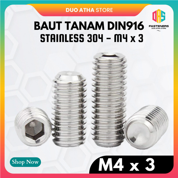 Jual Baut Tanam L M4 x 3 / L-Set Socket M4x3 Stainless SS304 | Shopee Indonesia