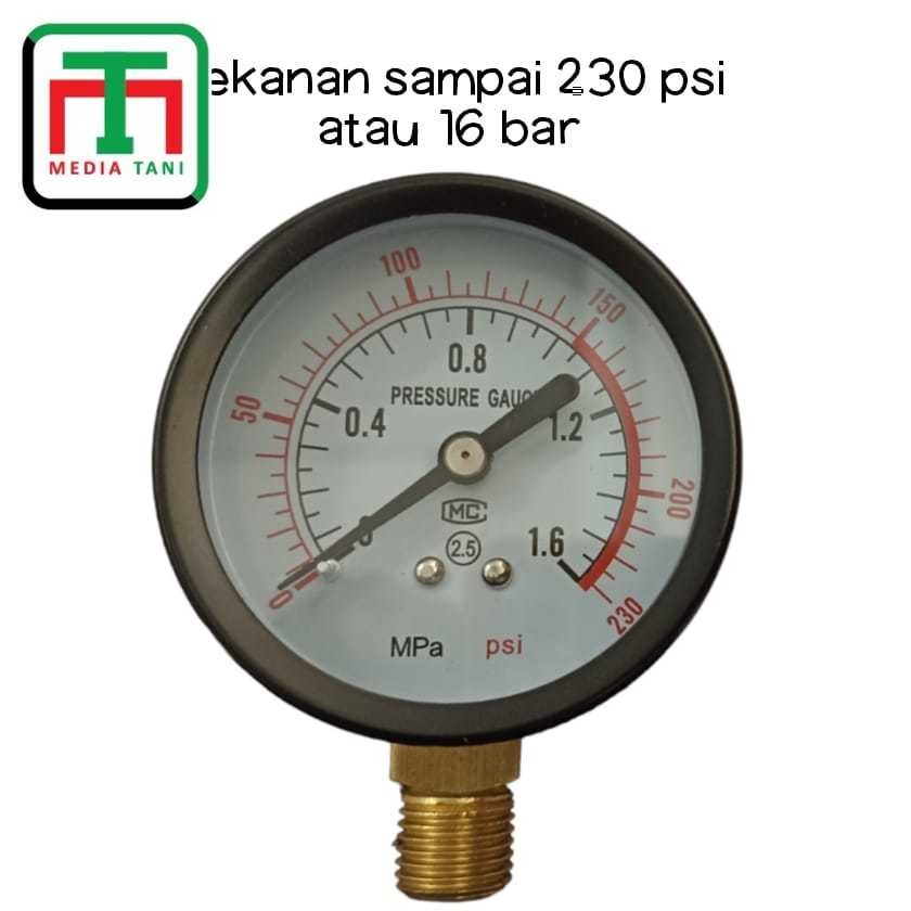 Jual Pressure Gauge Atau Ukuran Tekanan Angin Kompresor Ukuran 16 Bar ...