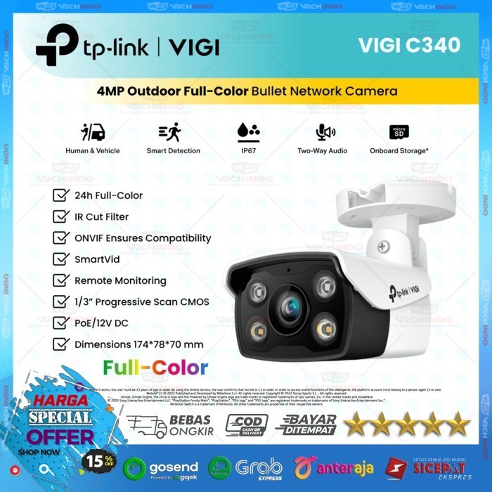 Jual CCTV Tp-Link VIGI C340 4MP - Full Color with Audio Colorvu Outdoor ...