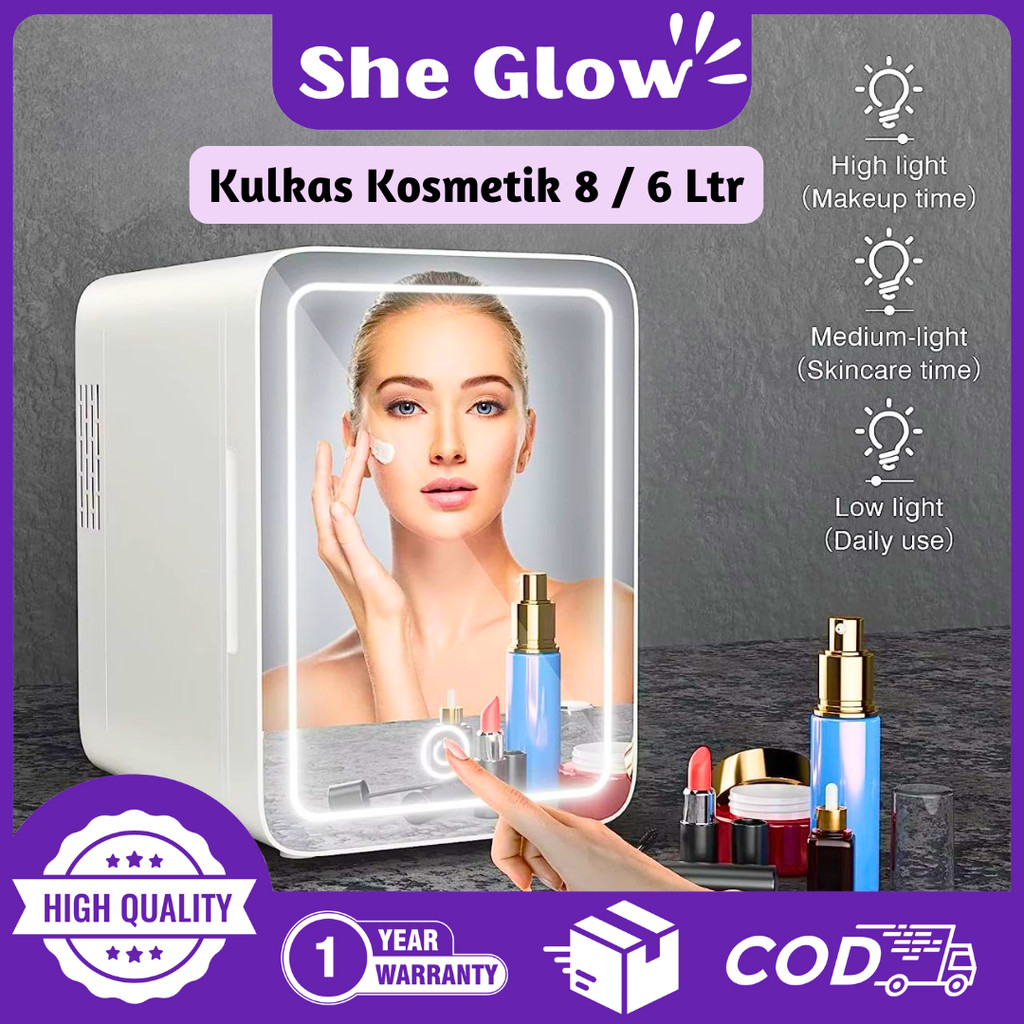 Jual She Glow (GARANSI 1 TAHUN) 8L/6L Kulkas Skincare Mini Fridge LED ...
