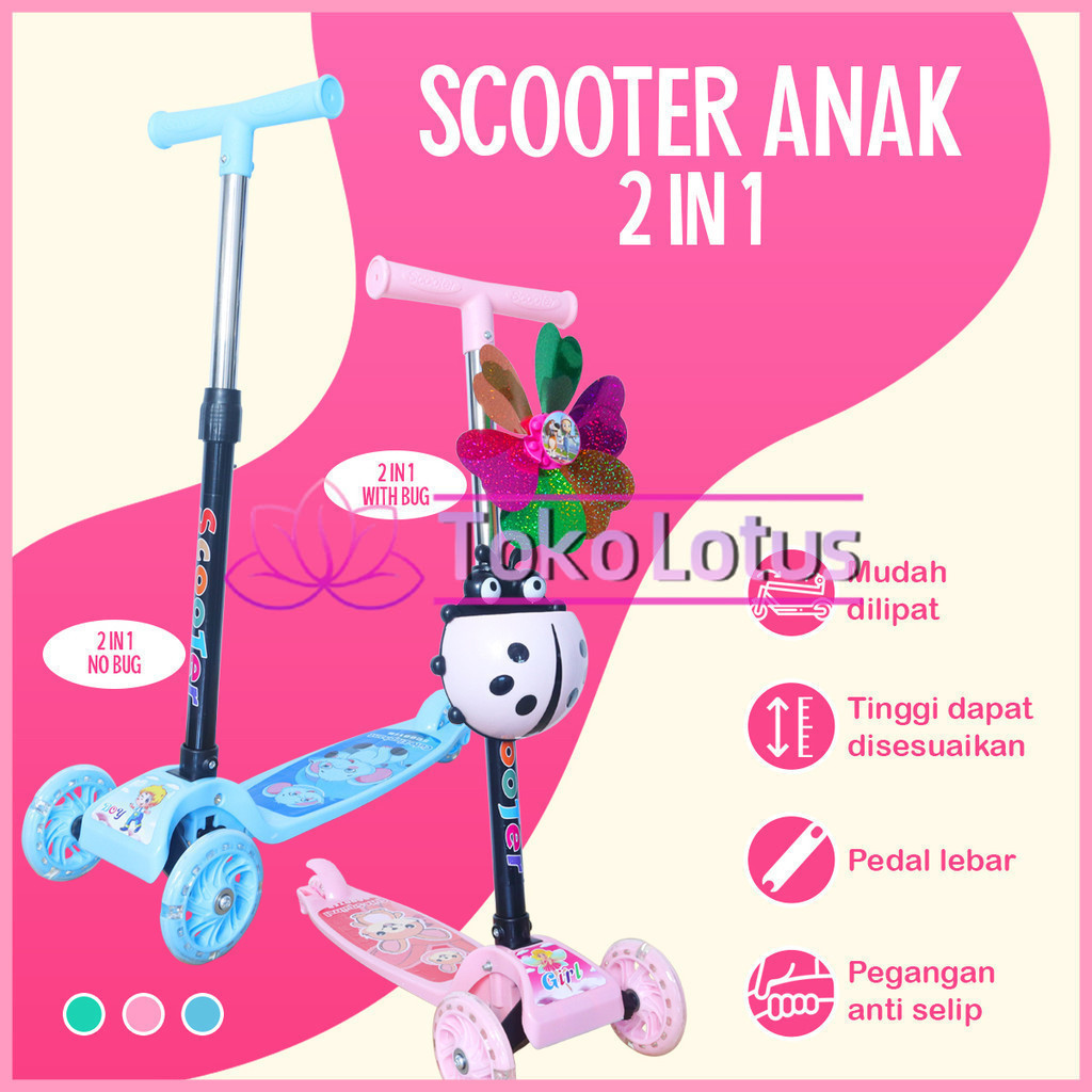 Jual [READY] RODA 3 Scooter Anak roda menyala LED Otoped/ Kickboard ...