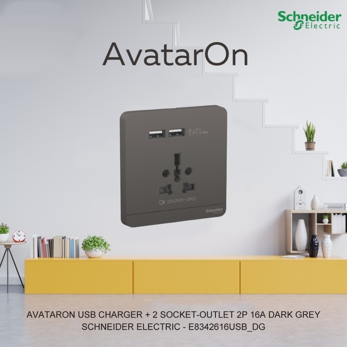 Jual Schneider Electric Wiring AVATARON USB CHARGER + 2 SOCKET-OUTLET ...