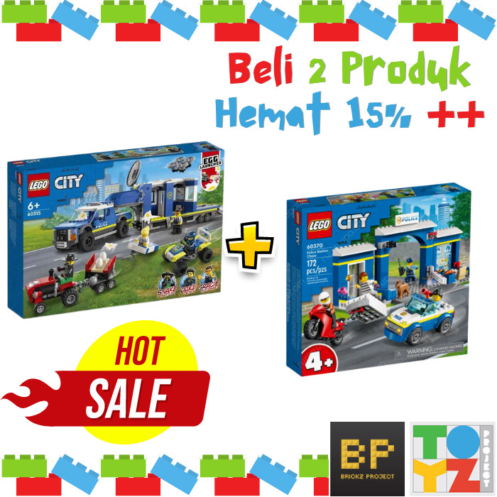 Jual Lego City 60315 Police Mobile Command Truck & 60370 Police Brick ...
