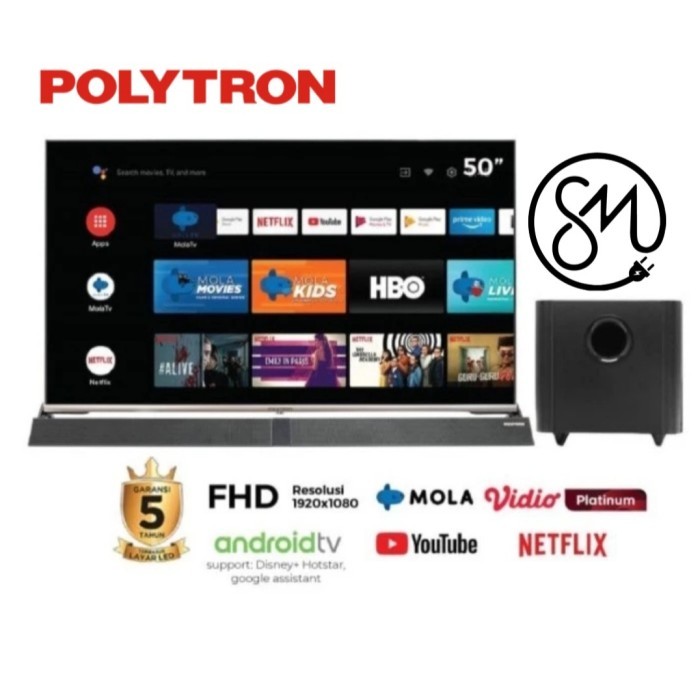 Jual LED TV Polytron PLD 50BUG9959 Android Smart soundbar 50 inch UHD ...