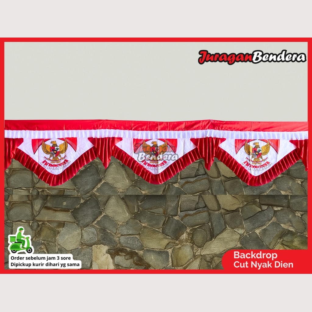 Jual Backdrop Cut Nyak Dien | Background Risplang Merah Putih Panjang ...