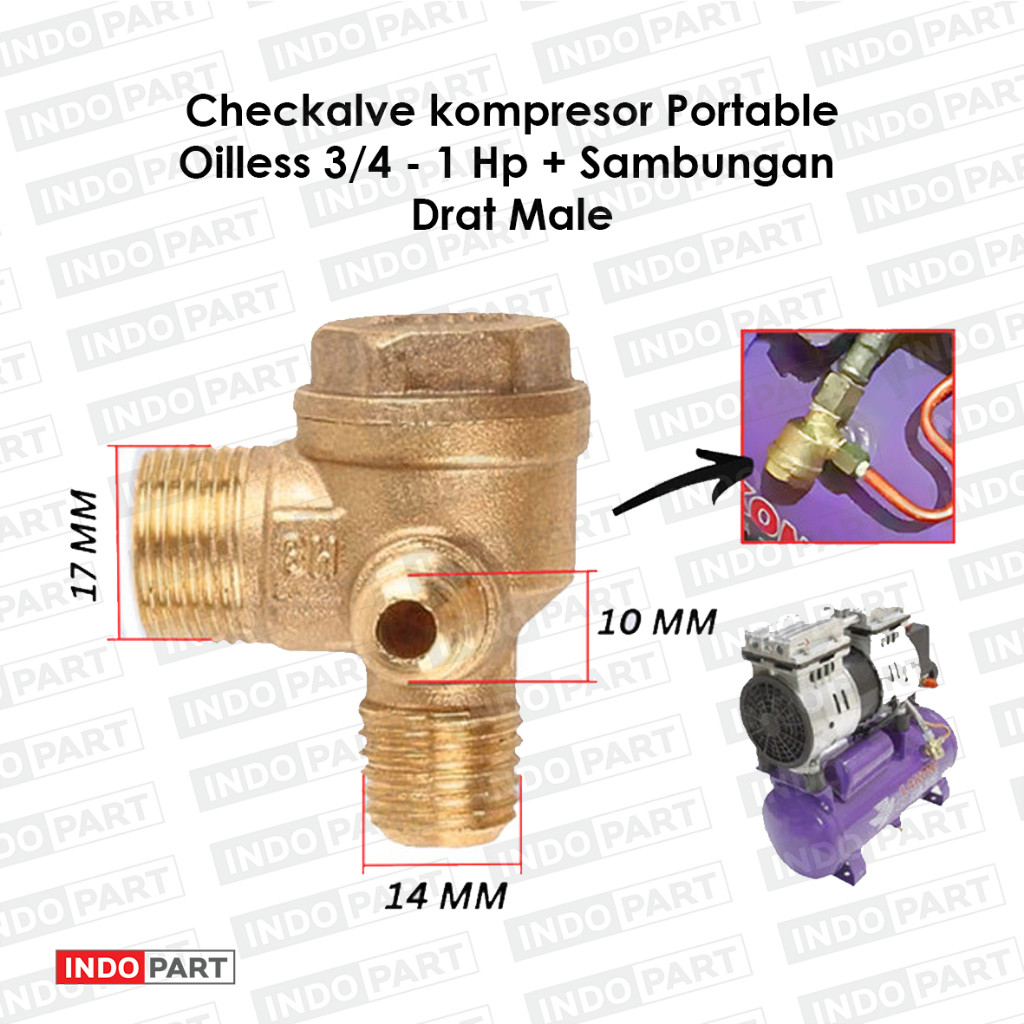 Jual Check Valve Male Oilless 3/4 - 1 HP Katup Satu Arah Kompresor ...