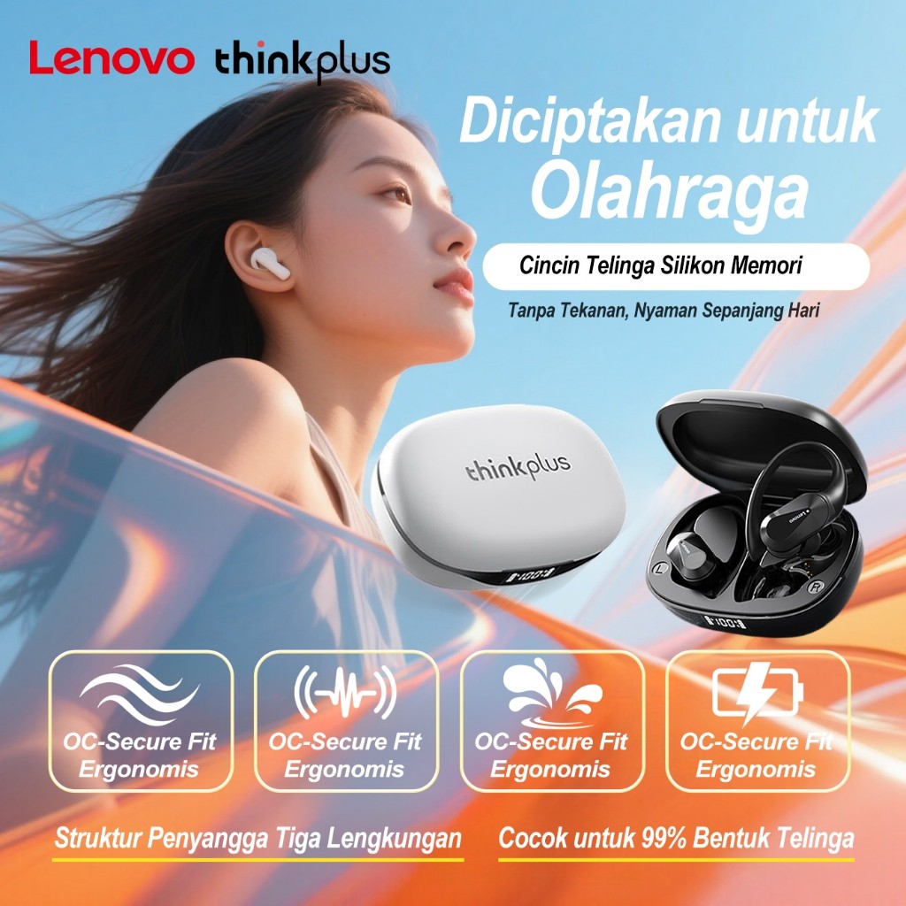 Jual Thinkplus Lenovo Audio LP75 Black TWS True Wireless Sports Bluetooth Earphone Headphones ...
