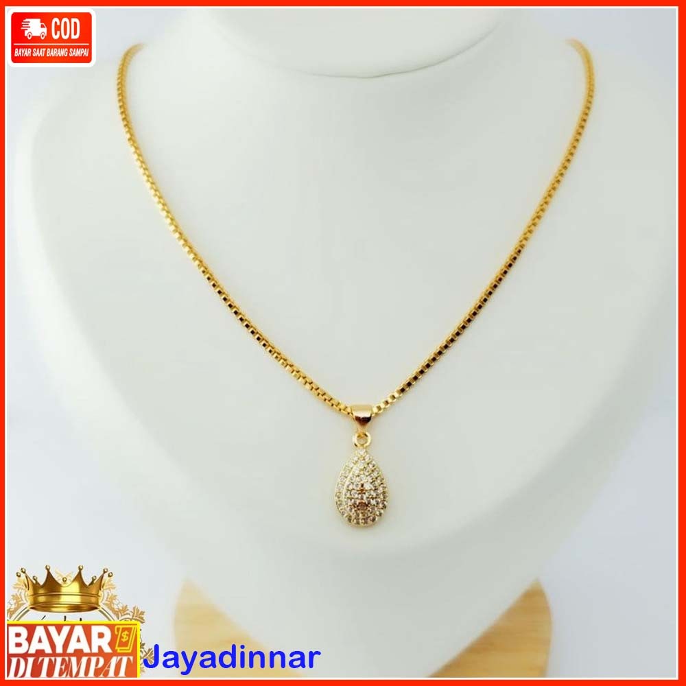 Jual Kalung dewasa 45cm emas mudah kadar 18,8 model itali liontin oval ...
