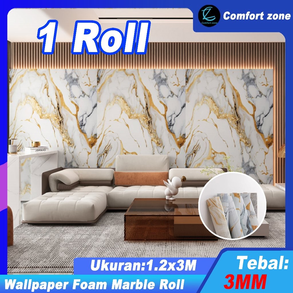 Jual 【Comfort Zone】Wallpaper Sticker Marble Foam Dinding Foam Roll 120 ...