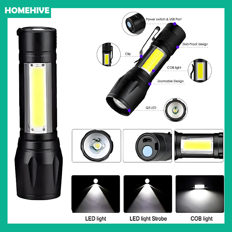 Jual Lampu Pencahayaan Mini Untuk Camping / Senter Mini XPE COB Led Zoom Super Terang Swat ...