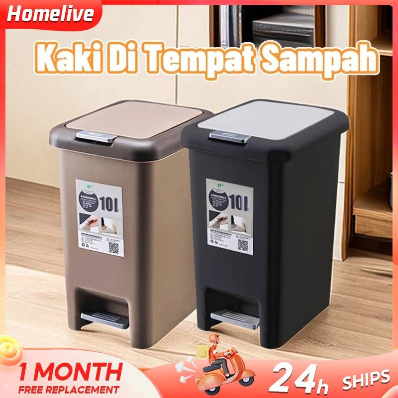 Jual Tempat Sampah Injak 8L/10L/15L/20L Plastik Tertutup Kotak Sampah ...