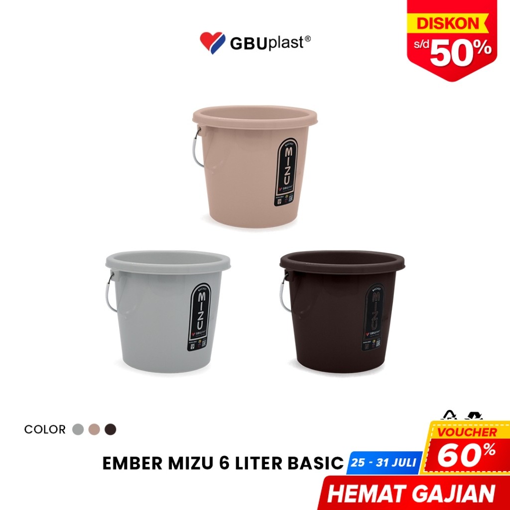 Jual GBUplast Mizu Ember Air Plastik 6 Liter Plastic Bucket Basic Mono ...