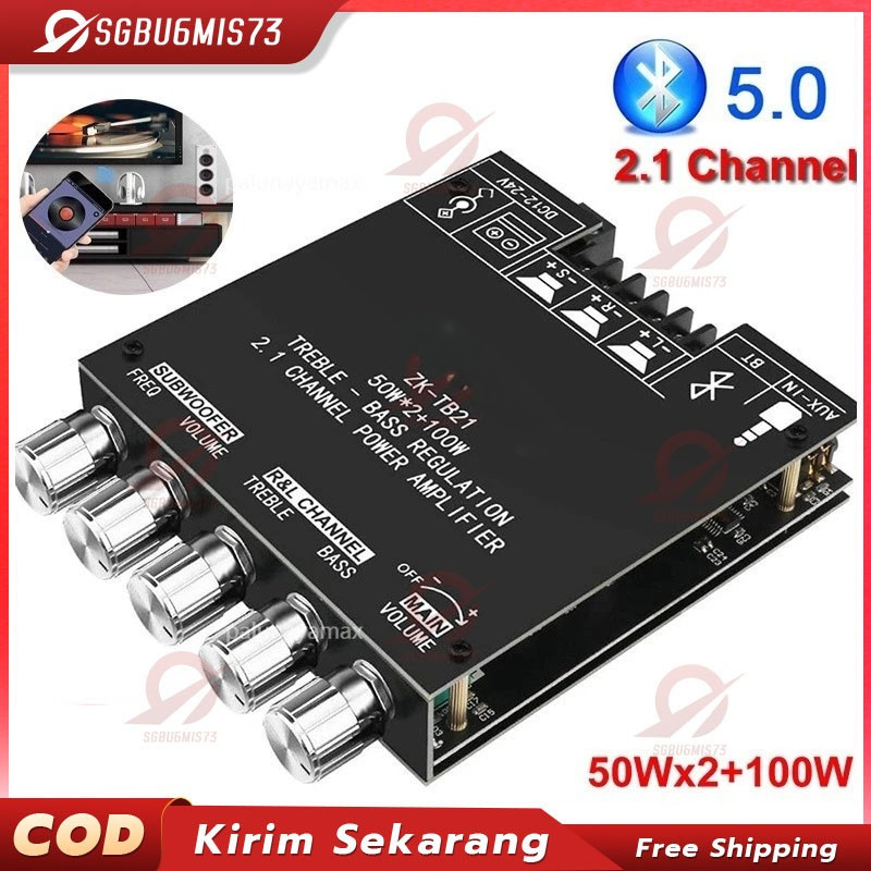 Jual ZK-TB21 ZK-MT21 ZK-502MT TPA3116D2 Bluetooth 5.0 Penguat Subwoofer Papan 50WX2 + 100W 2.1 ...