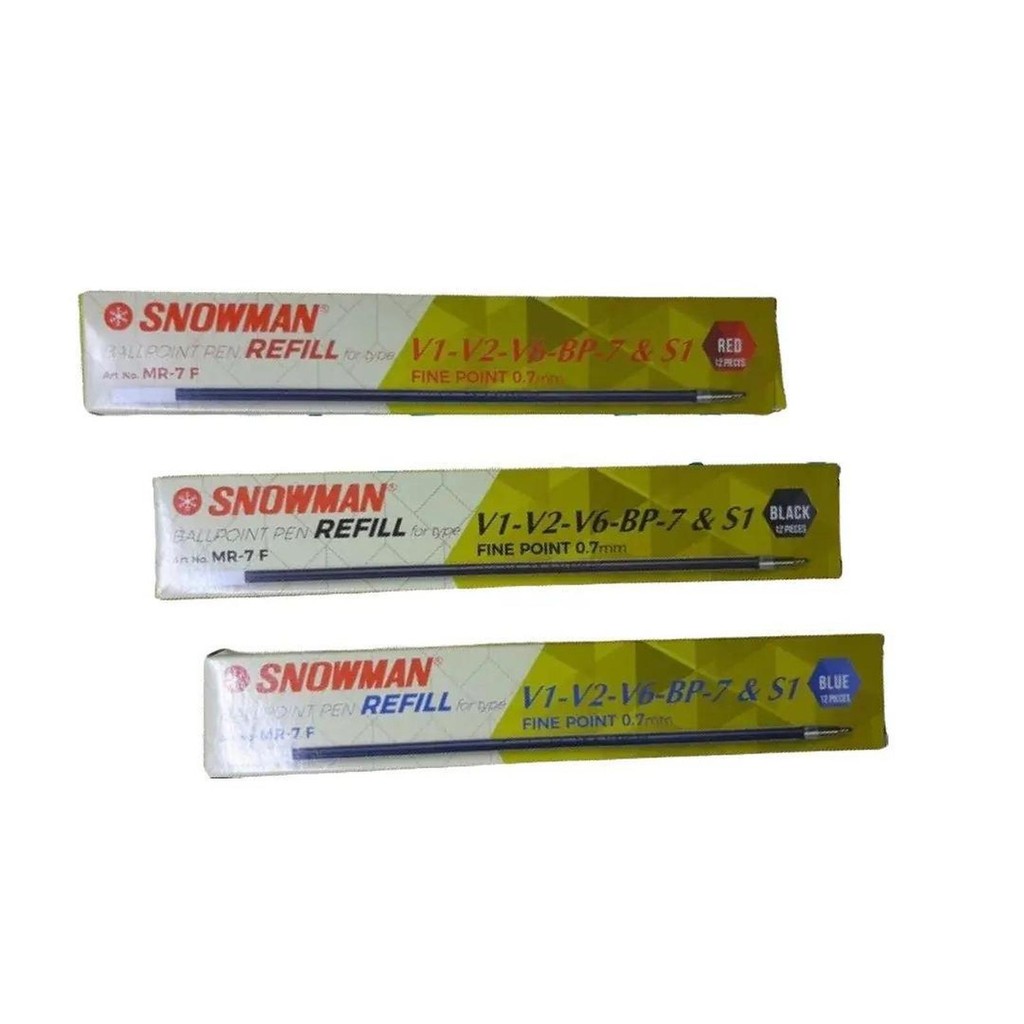 Jual Snowman Refill Fine Point 0.7 mm v1 v2 v6 bp-7 & s1 isi 12pcs ...
