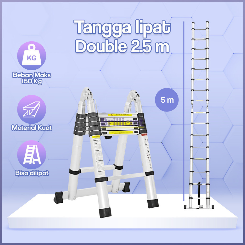Jual Tangga Teleskopik Double 2.5m plus 2.5m - Telescopic 5 Meter ...
