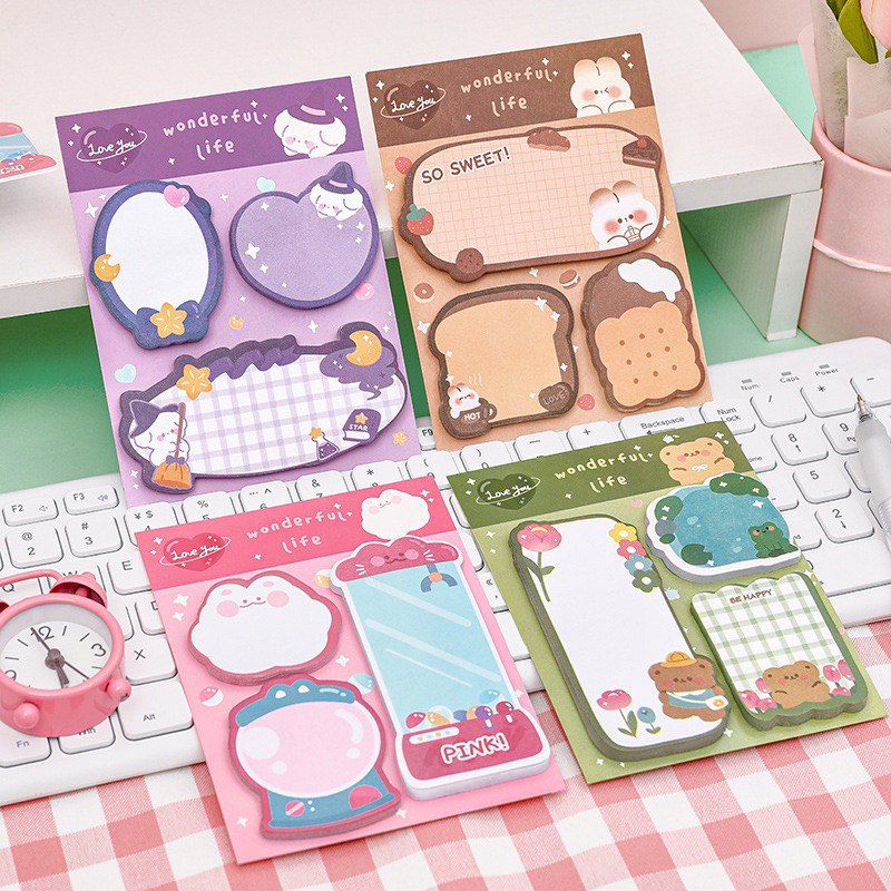 Jual [DWCORNER] Sticky Note Lucu 3 IN 1 Tempelan Kertas Catatan 60 ...