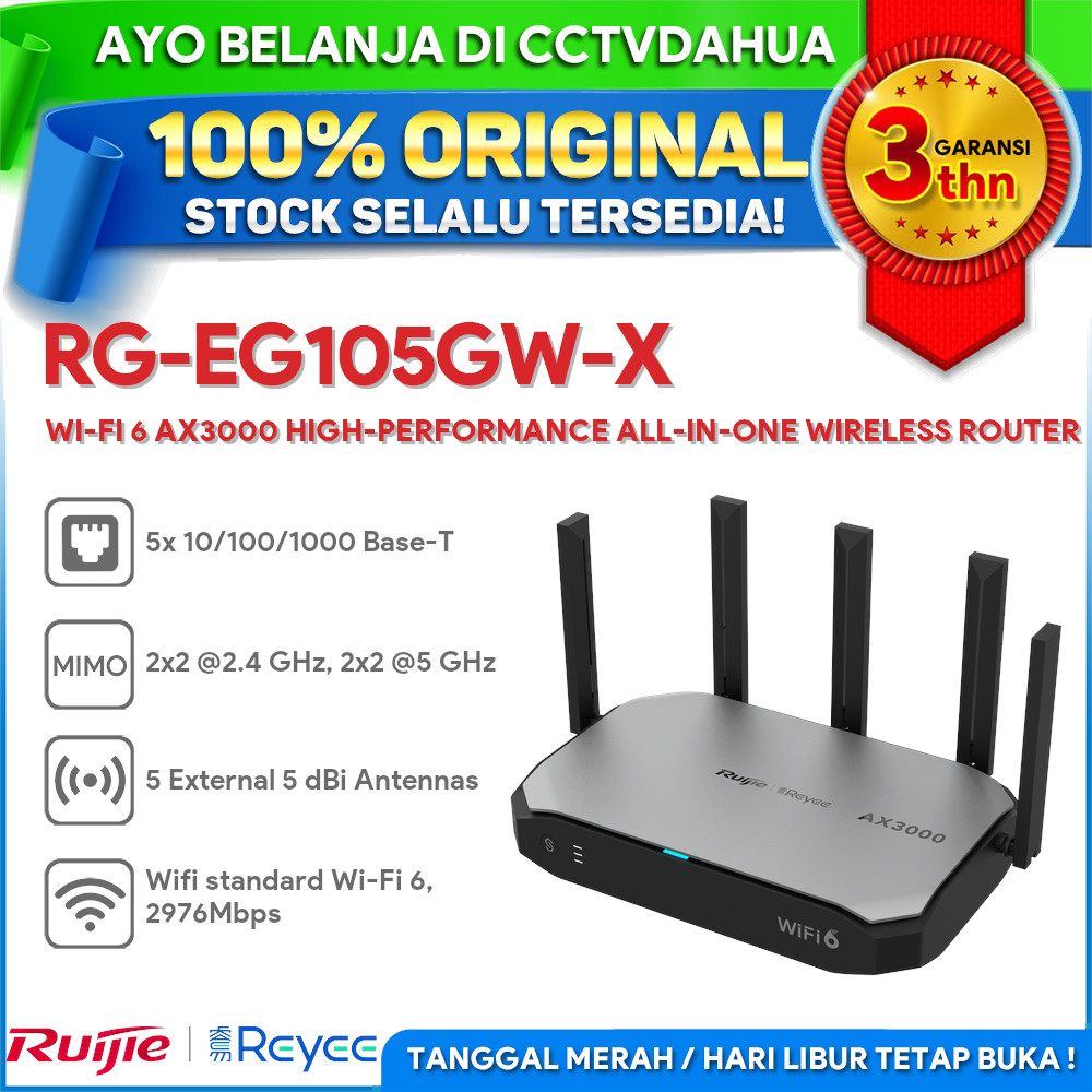 Jual RUIJIE REYEE RG-EG105GW-X WI-FI 6 AX3000 HIGH-PERFORMANCE ALL-IN-ONE WIRELESS ROUTER ...