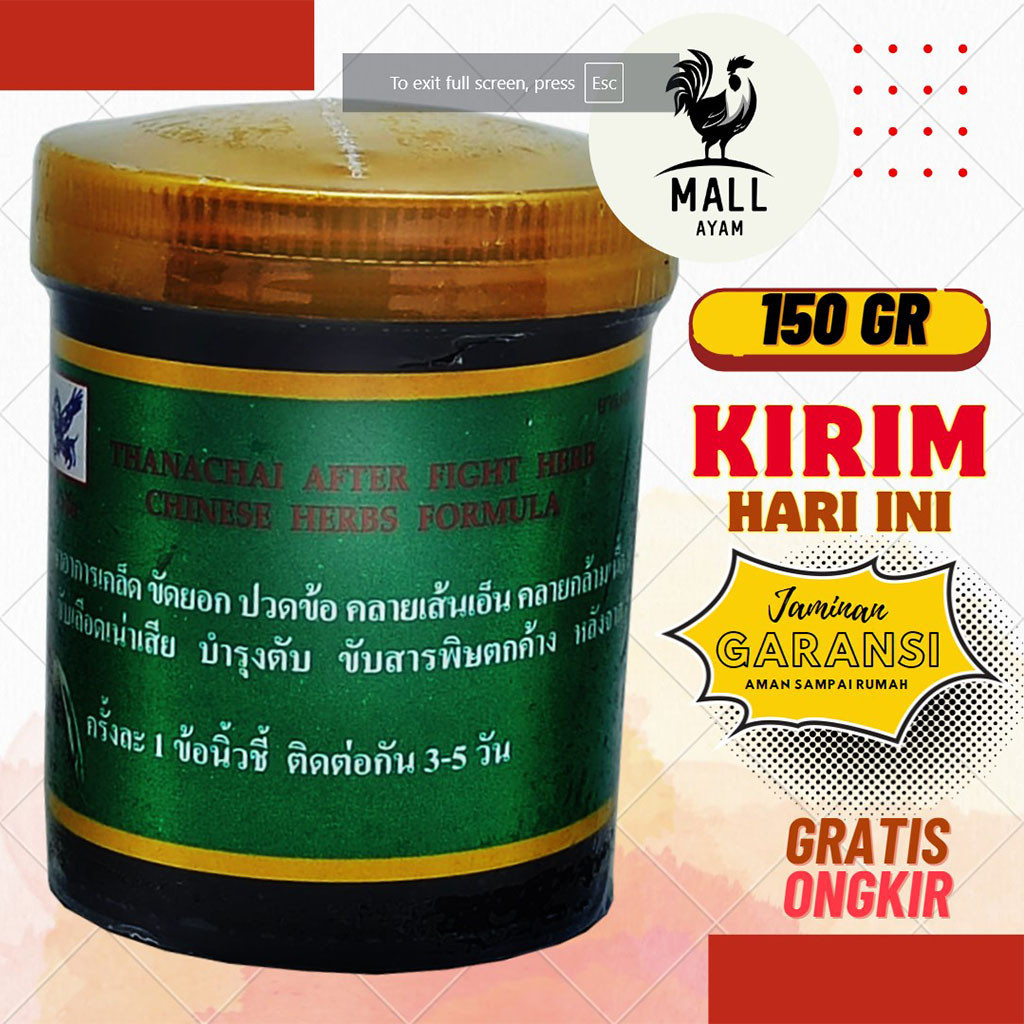 Jual AYAM MALL Obat Luka Dalam Thailand Thanachai After Fight Herbs Chinese Kamlang Basah Ayam ...