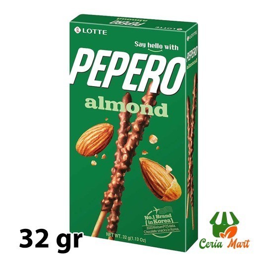 Jual Lotte Pepero Almond Biskuit Stick Coklat Crispy 32 gr Box | Shopee ...