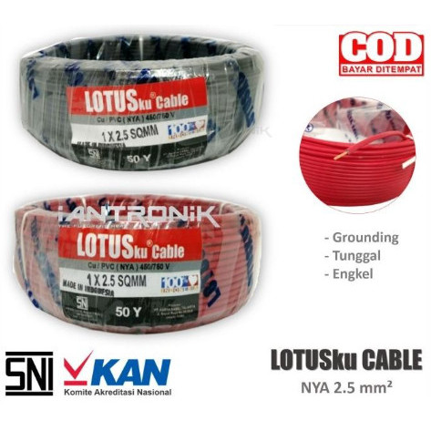 Jual LOTUSku KABEL NYA Instalasi Listrik 1.5mm 2.5mm SNI Isi Tunggal Kawat Tembaga Roll 50Y ...