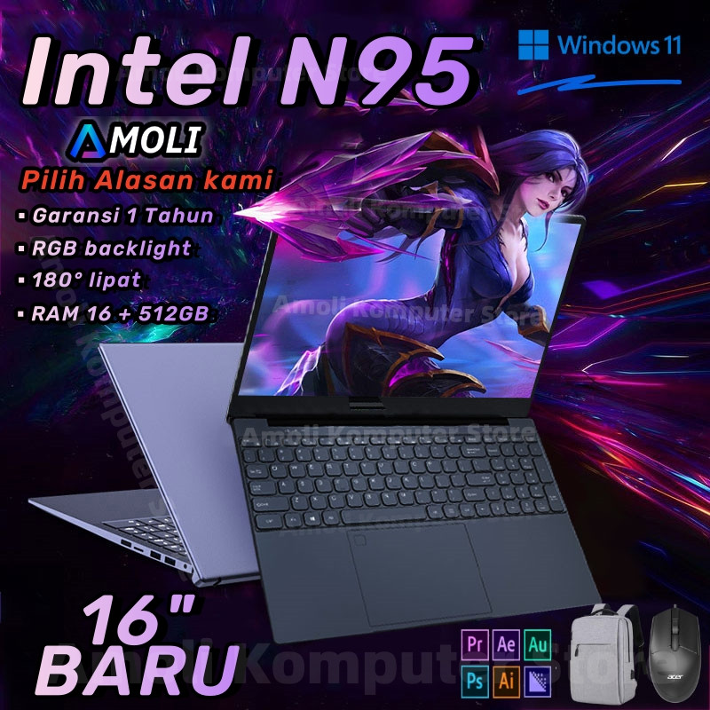 Jual AMOLI「2024 baru」Hitam / Pink Laptop 16 inch RAM 16 + 512GB SSD ...