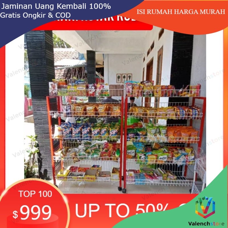 Jual Rak Ciki Besi/ Rak Serbaguna Mini Market / Rak Display Roda Susun ...