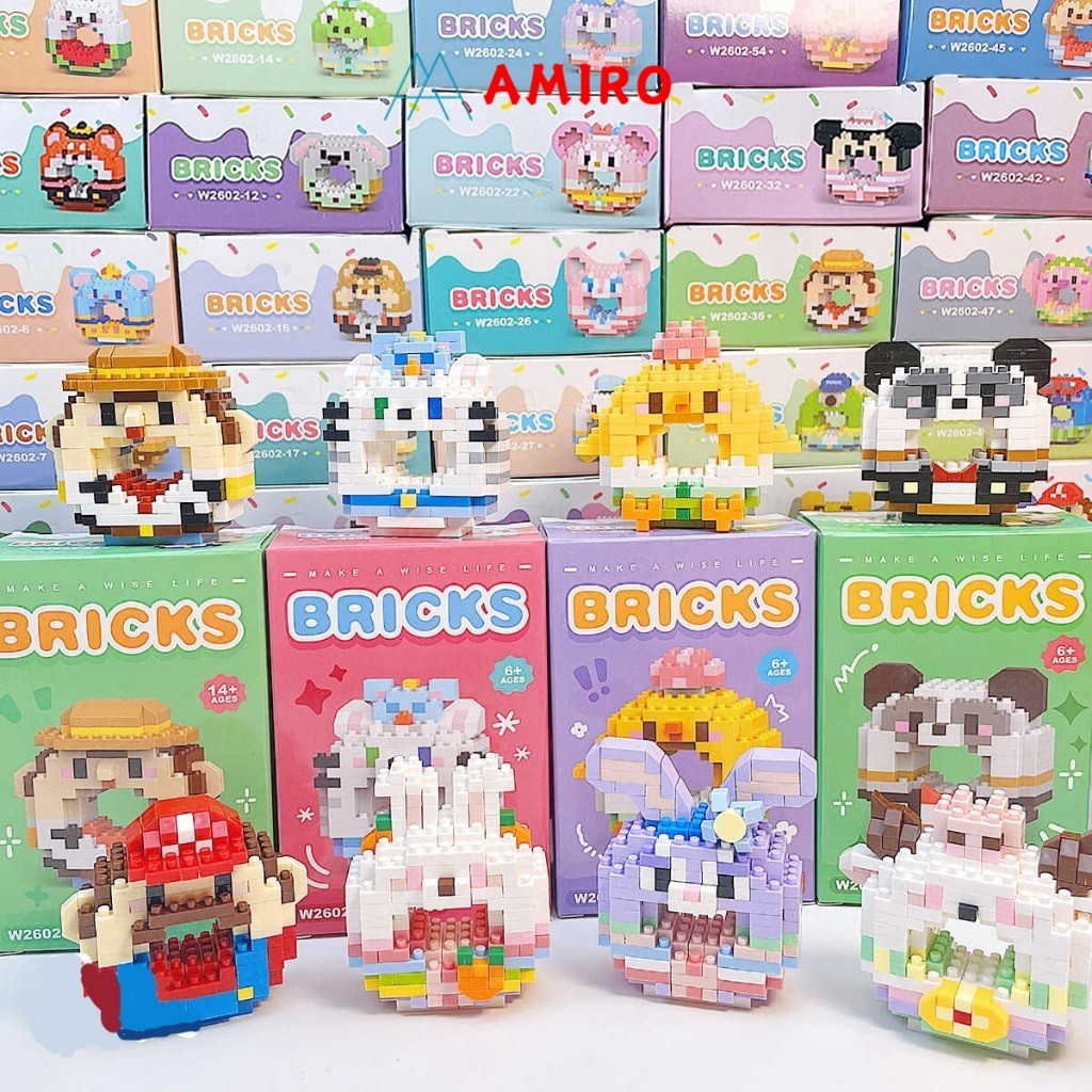 Jual DIY Susun Balok Blok Kartun Bricks Donat Disney Mainan Balok Nano ...