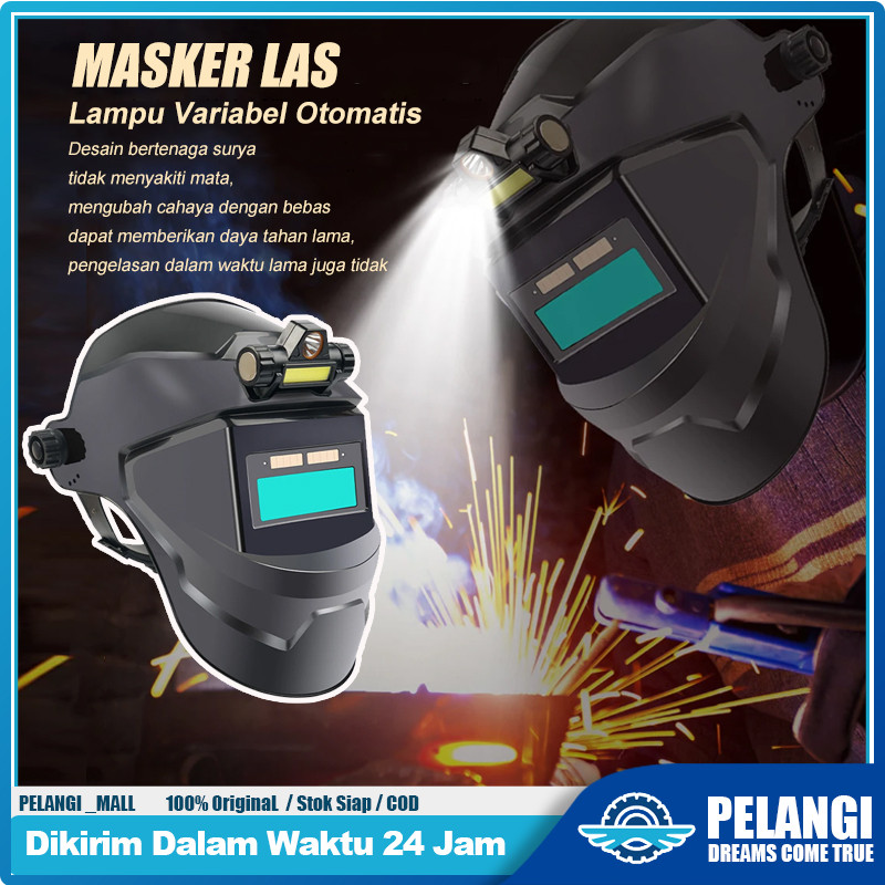 Jual ⭐Dengan Lampu⭐Helm Las Otomatis Auto Darkening Solar Welding ...