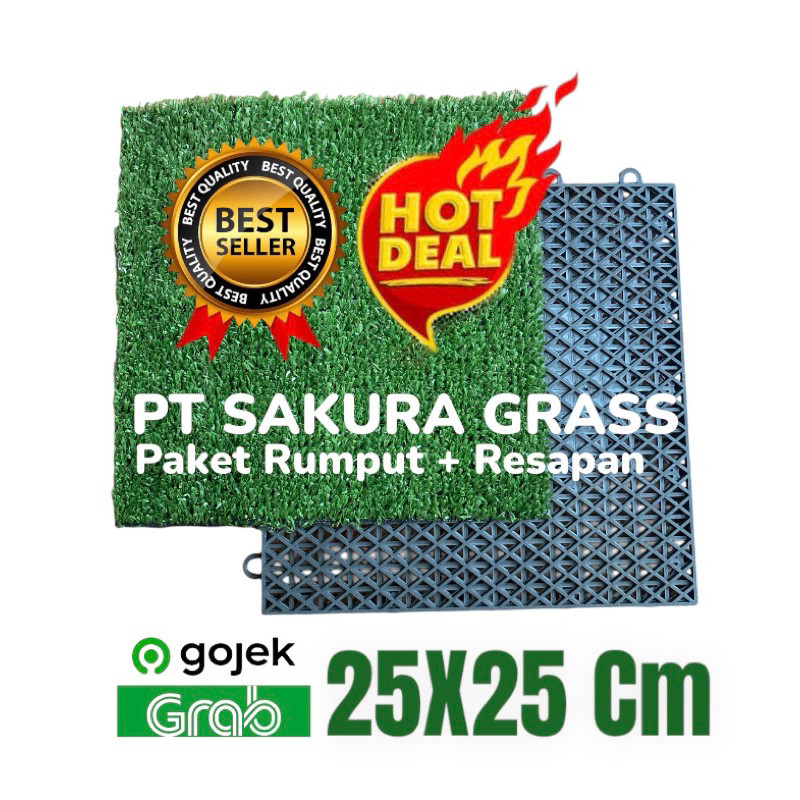 Jual PAKET RUMPUT SINTETIS PLUS RESAPAN UKURAN 25X25 CM TERMURAH ...