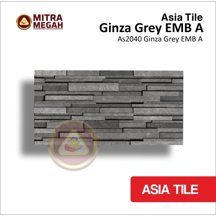 Jual KERAMIK ASIA TILE 20X40 GINZA GREY EMB A | Shopee Indonesia