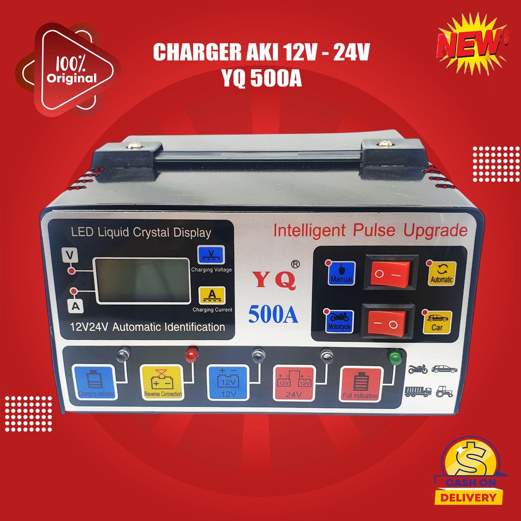 Jual Charger Aki Otomatis Smart 12V-24V 500A Intelligent Auto Repair Mobil Motor Truk | Shopee ...