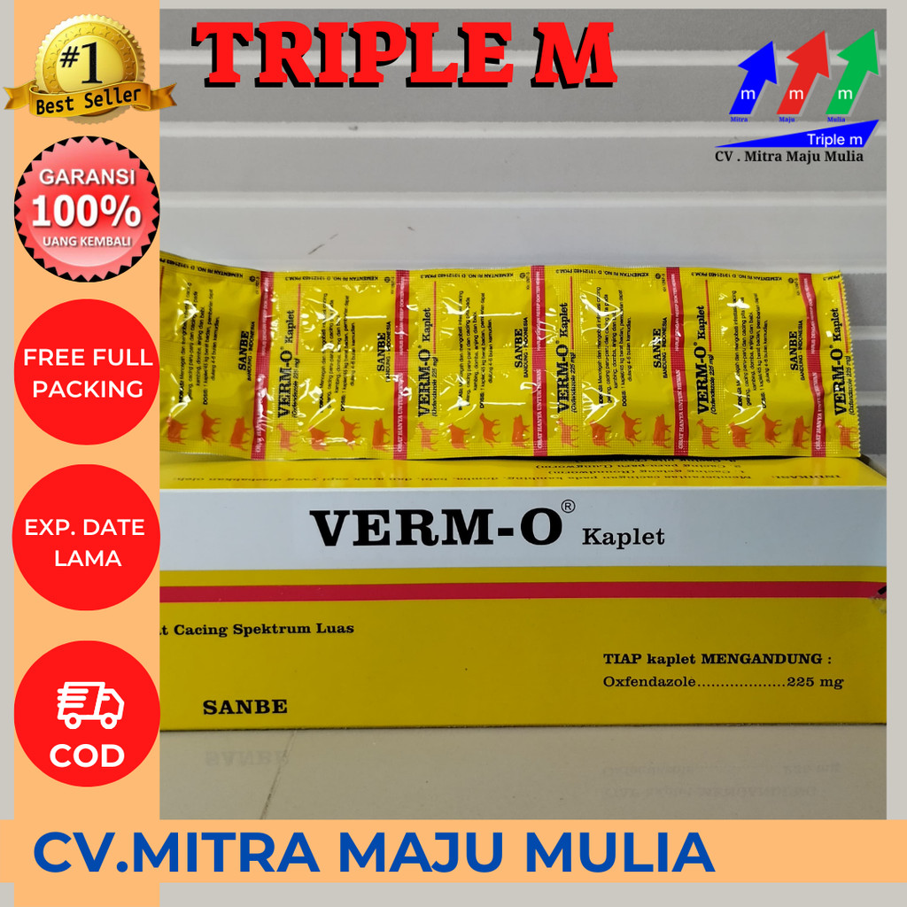 Jual VERM O KAPLET (1 STRIP ISI 10 KAPLET) OBAT CACING Sapi Kambing ...