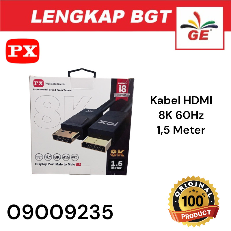 Jual PX Kabel Display Port Male to Male Laptop Monitor DP 8K 1.5M PX DP-1.5MM - 09009235 ...