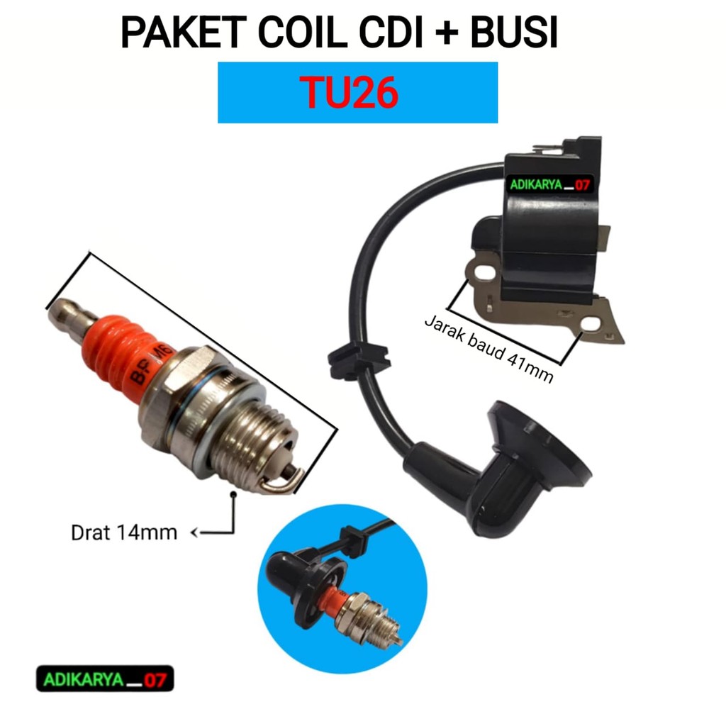 Jual PAKET Busi BPM6A + Coil CDI TU26 Mesin Semprot Hama 2 Tak TU26 777 ...
