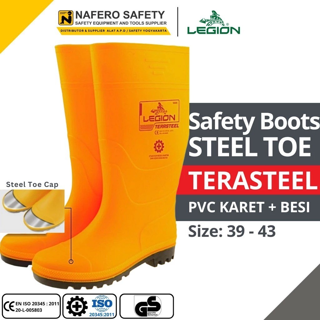 Jual Sepatu Boot PVC Rubber Karet sepatu kerja LEGION TERASTEEL Ujung ...